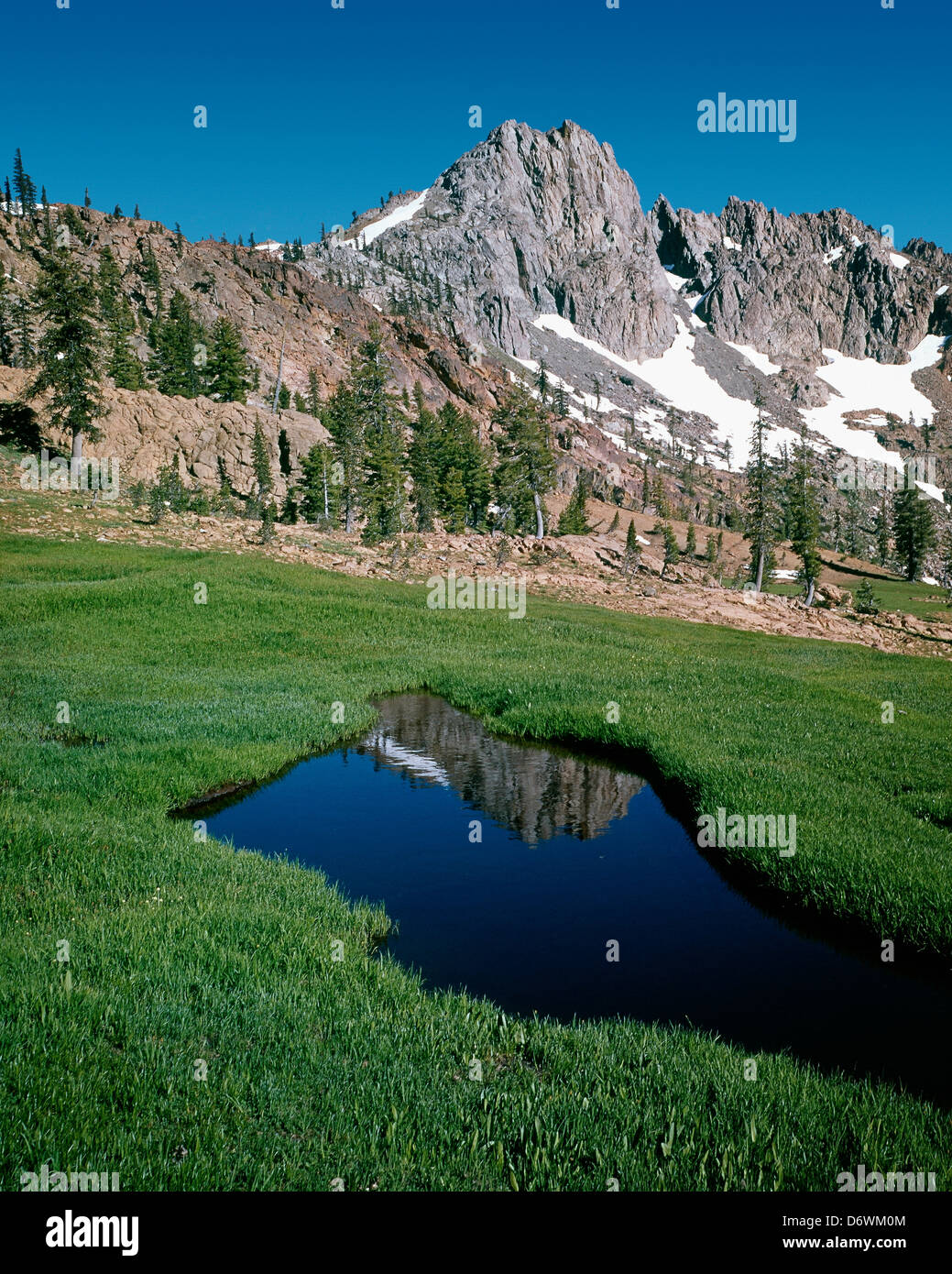 USA, Northern California, Trinity Mountains, Tarn near Bee Tree Gap ...
