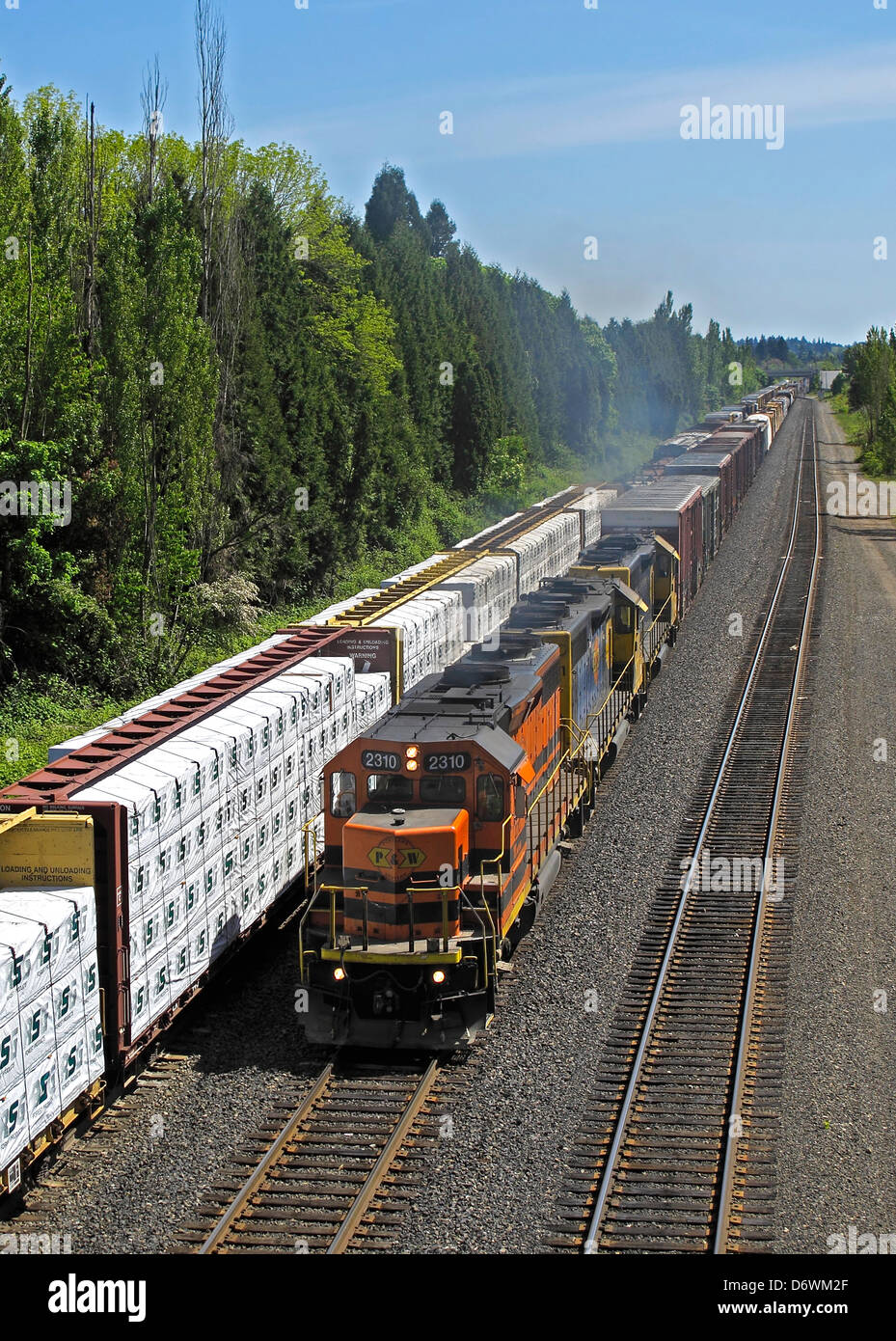 Freight trains on railroad tracks, Milwaukie, Oregon, USA Stock Photo ...