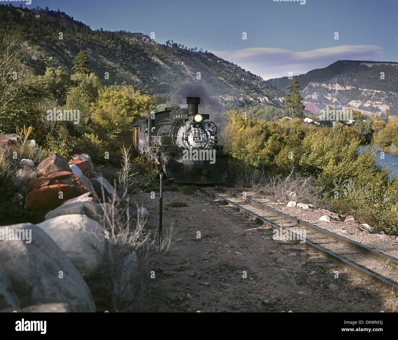 Steam train on track, Durango And Silverton Narrow Gauge Railroad ...