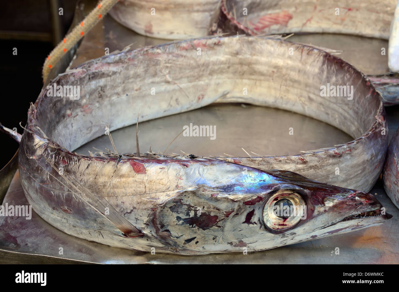 Fish for sale in the market in the Ortygia section of Siracusa, Sicily ...