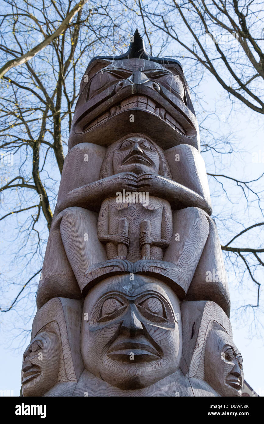 Coast Salish totem pole carved by Chief Robertson and his son Henry ...