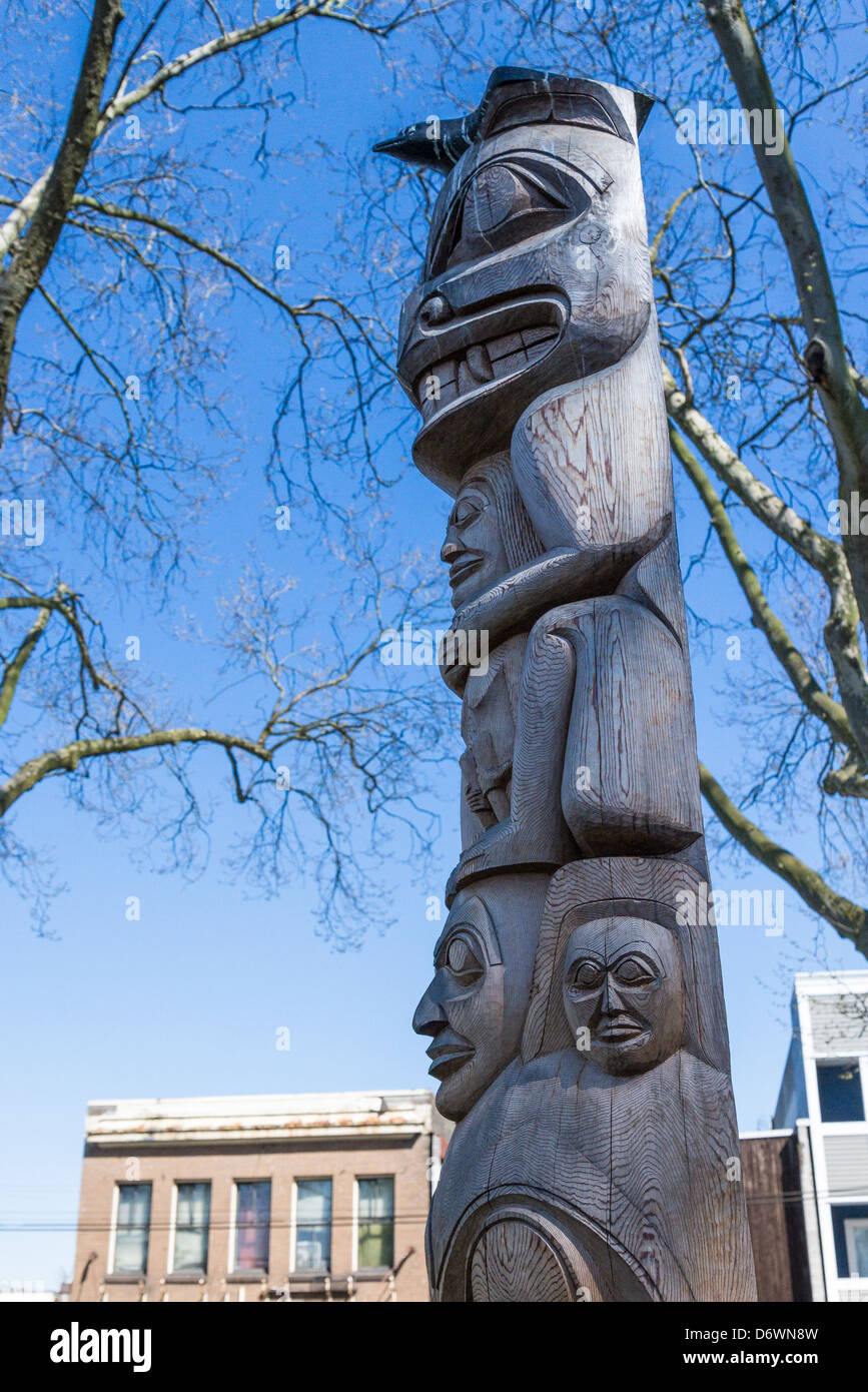 Coast Salish totem pole carved by Chief Robertson and his son Henry ...