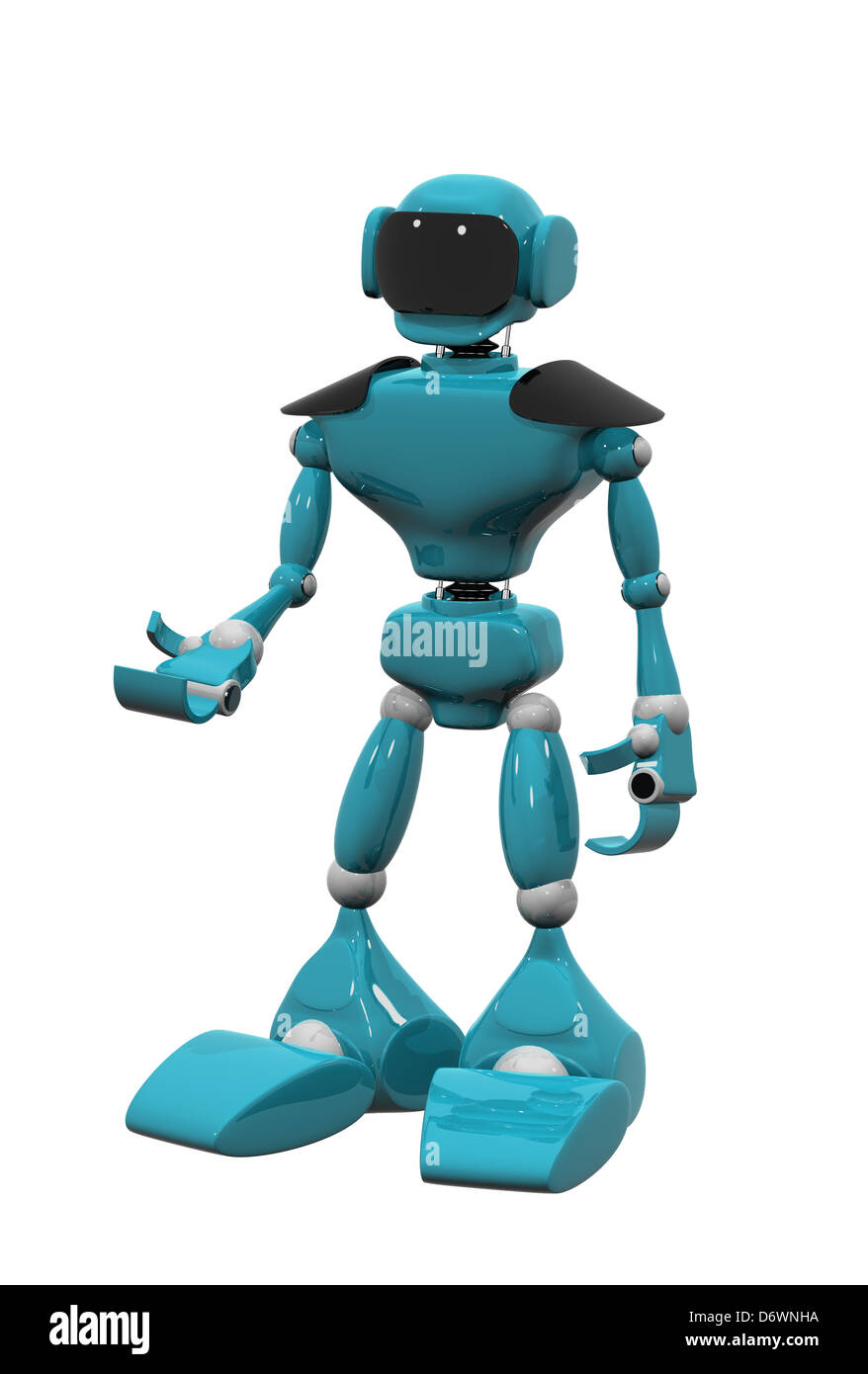 illustration of a blue robot on white background Stock Photo - Alamy