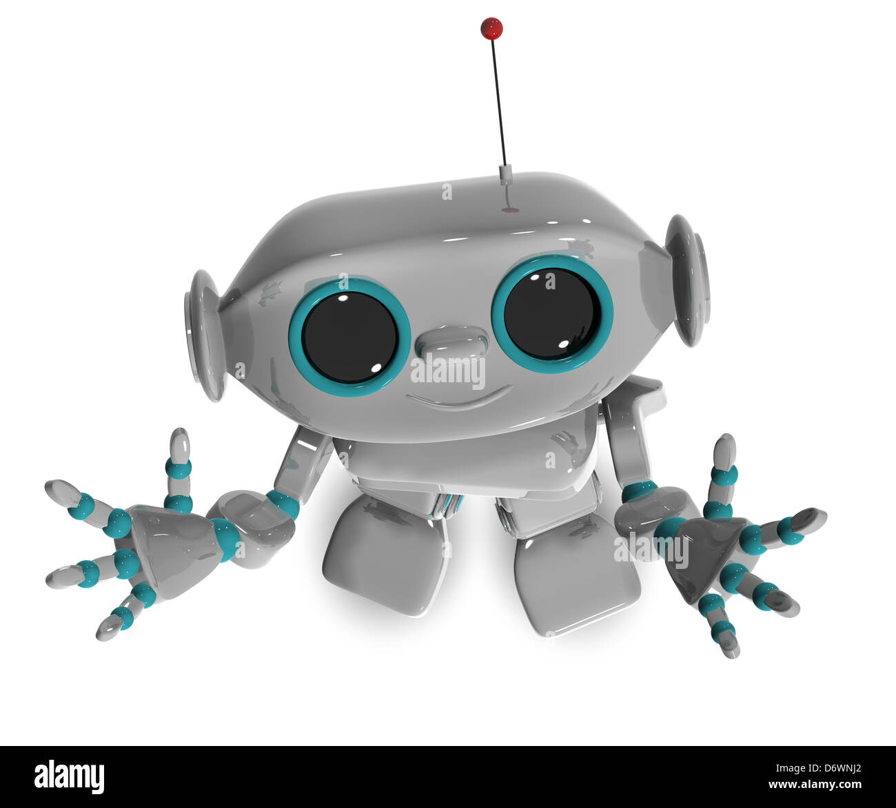 3d illustration of a cheerful robot with antennas Stock Photo - Alamy