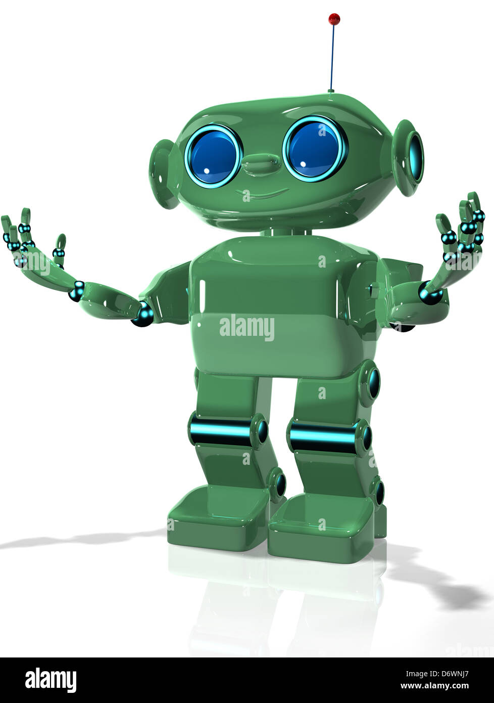 3d illustration of a green robot with antennas Stock Photo - Alamy