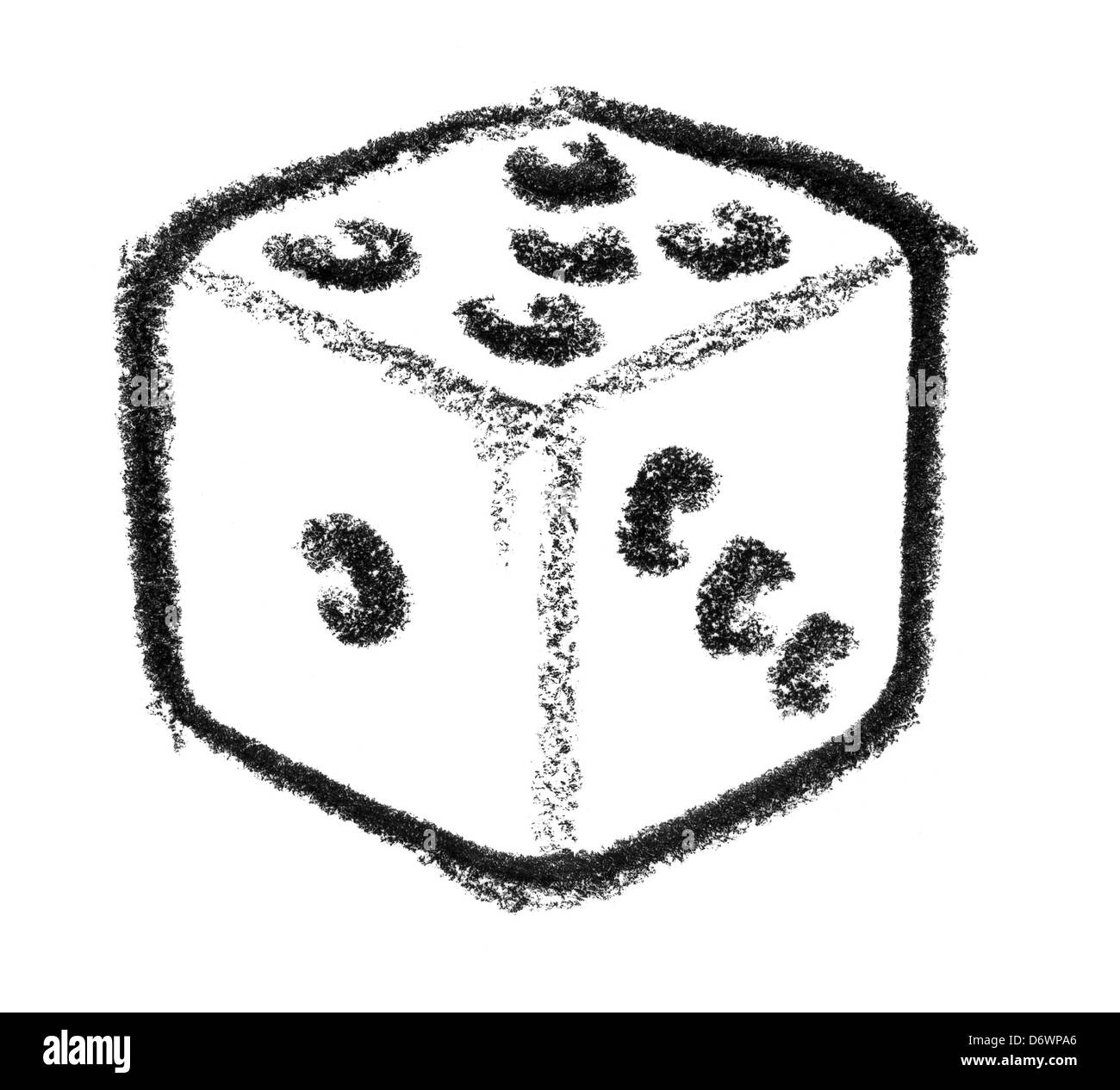 crayon-sketched illustration of a gambling die Stock Photo - Alamy