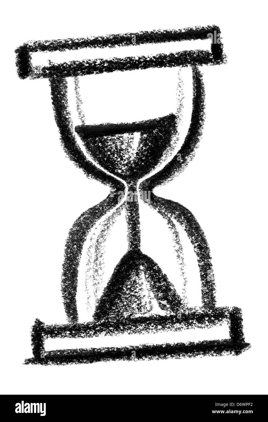 crayon-sketched illustration of a hourglass Stock Photo - Alamy