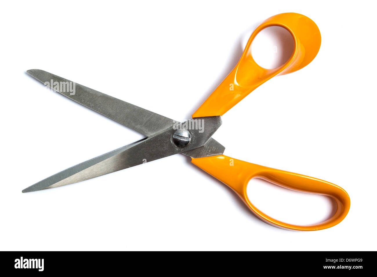 Yellow scissors isolated on white background Stock Photo - Alamy