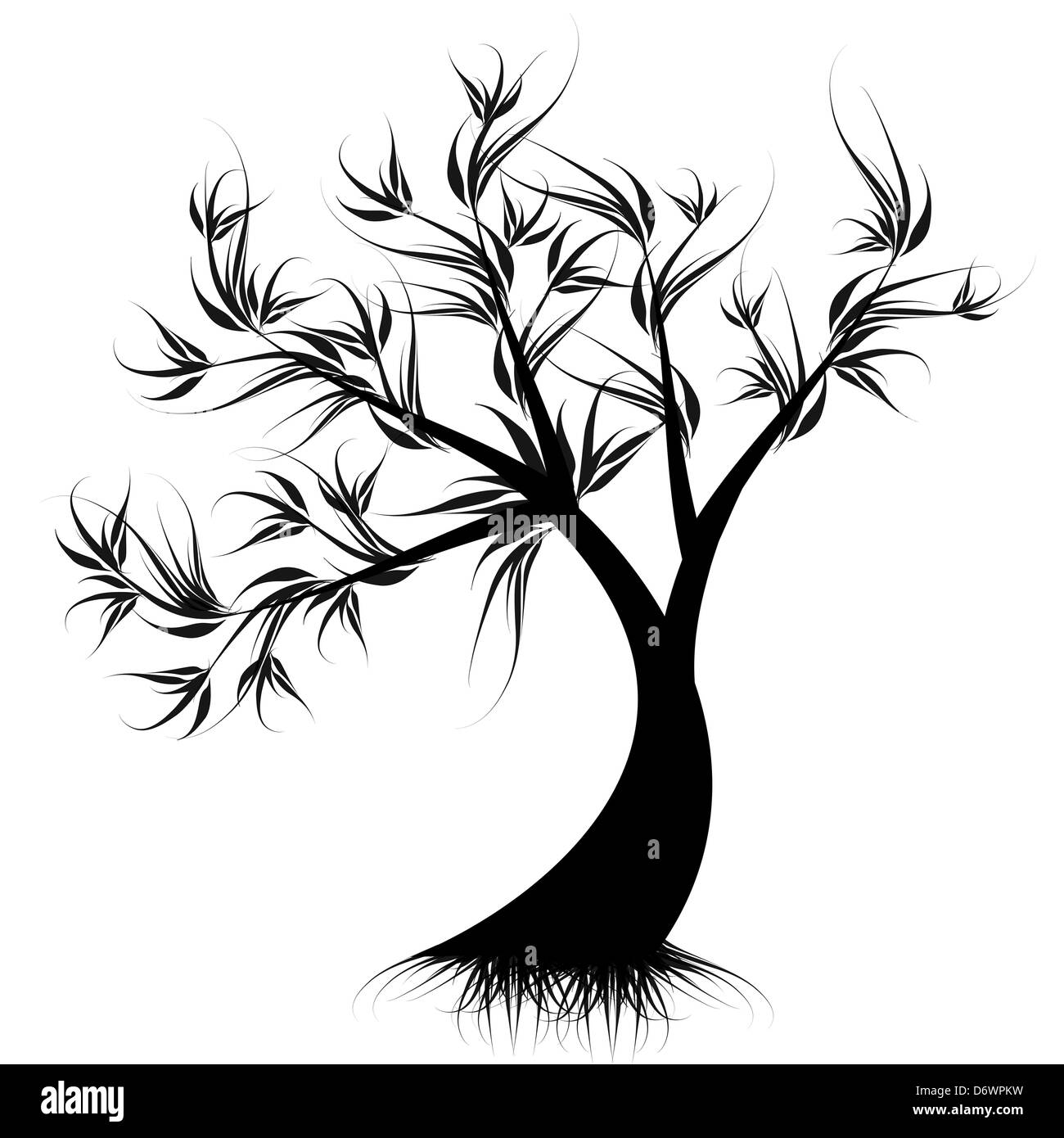 Art tree silhouette isolated on white background Stock Photo - Alamy