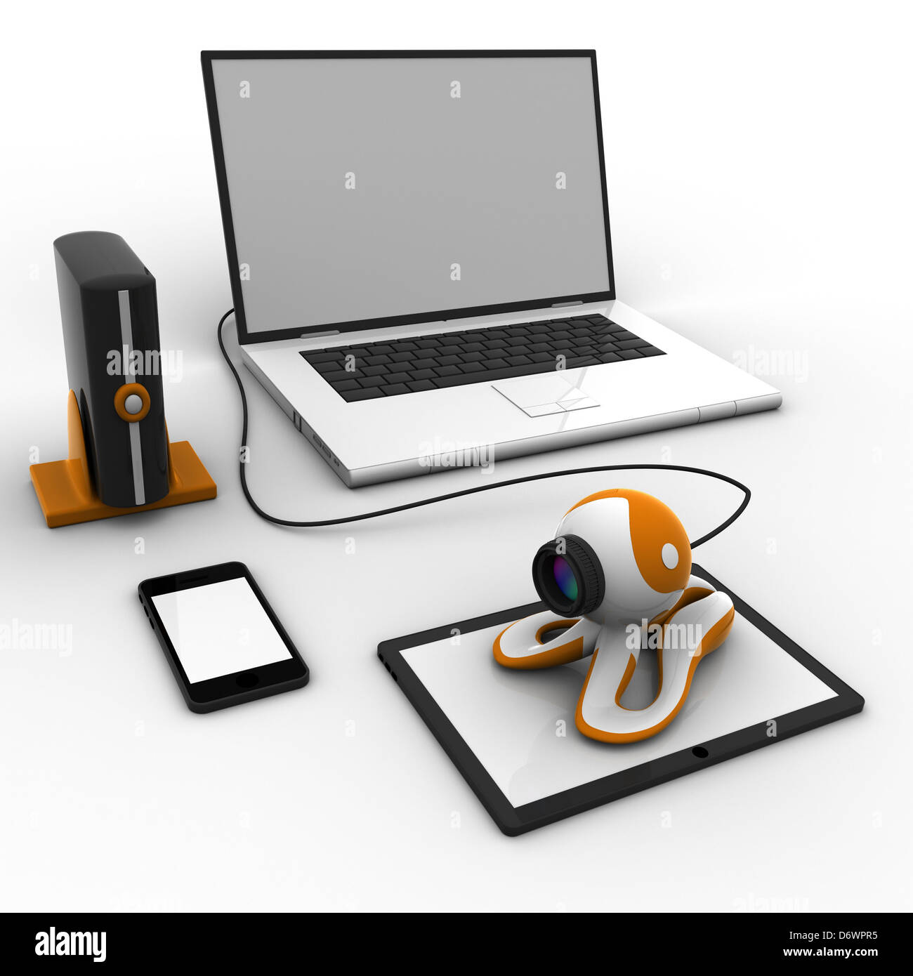 Realistic computer web cam. Illustration on white background Stock ...