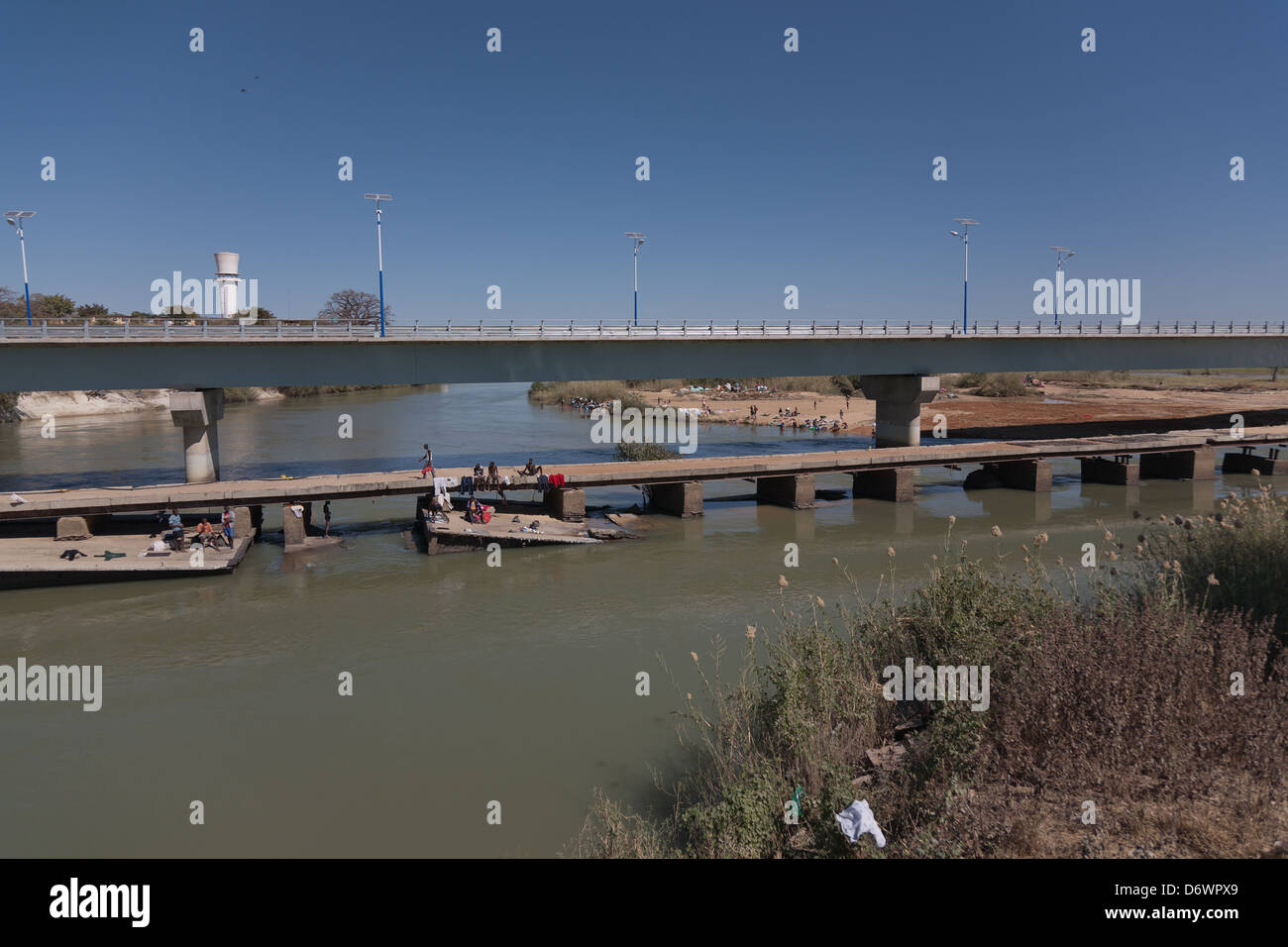 Old collapsed bridge and new bridge Stock Photo - Alamy