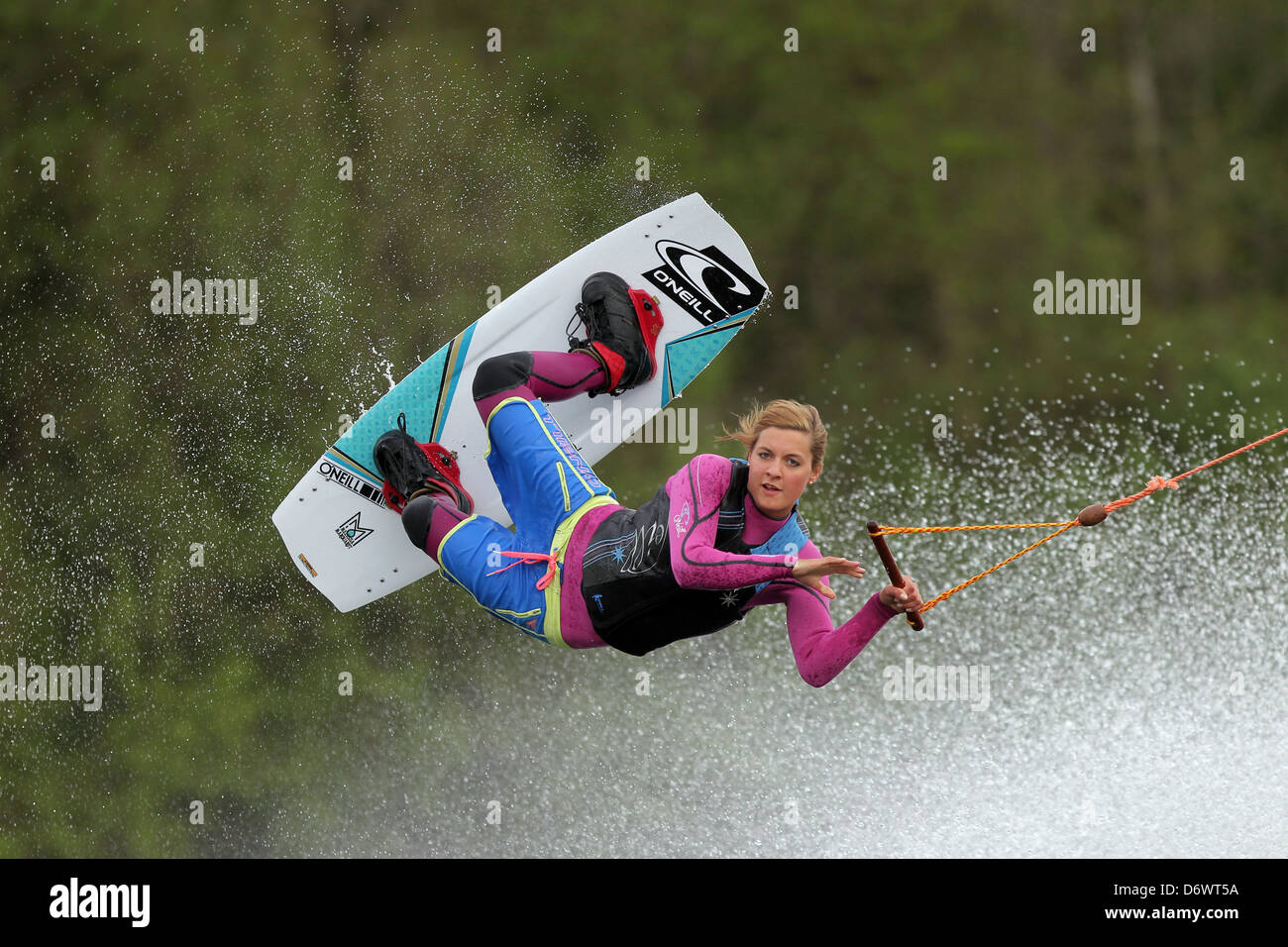 Jagel, Germany, wakeboarder at the water plant in Jagel Stock Photo - Alamy