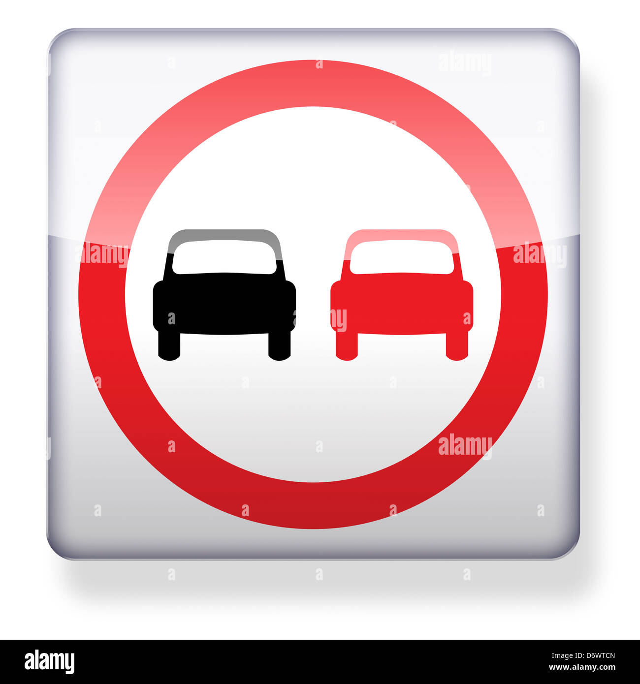 No overtaking road sign as an app icon. Clipping path included Stock ...