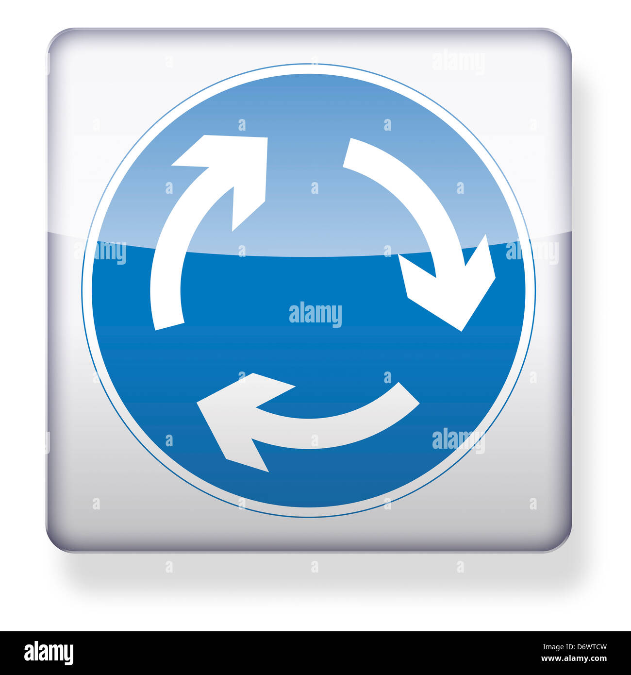 Blue roundabout road sign as an app icon. Clipping path included Stock ...