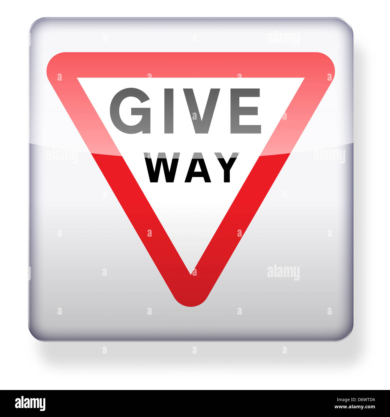Give way road sign as an app icon. Clipping path included Stock Photo ...