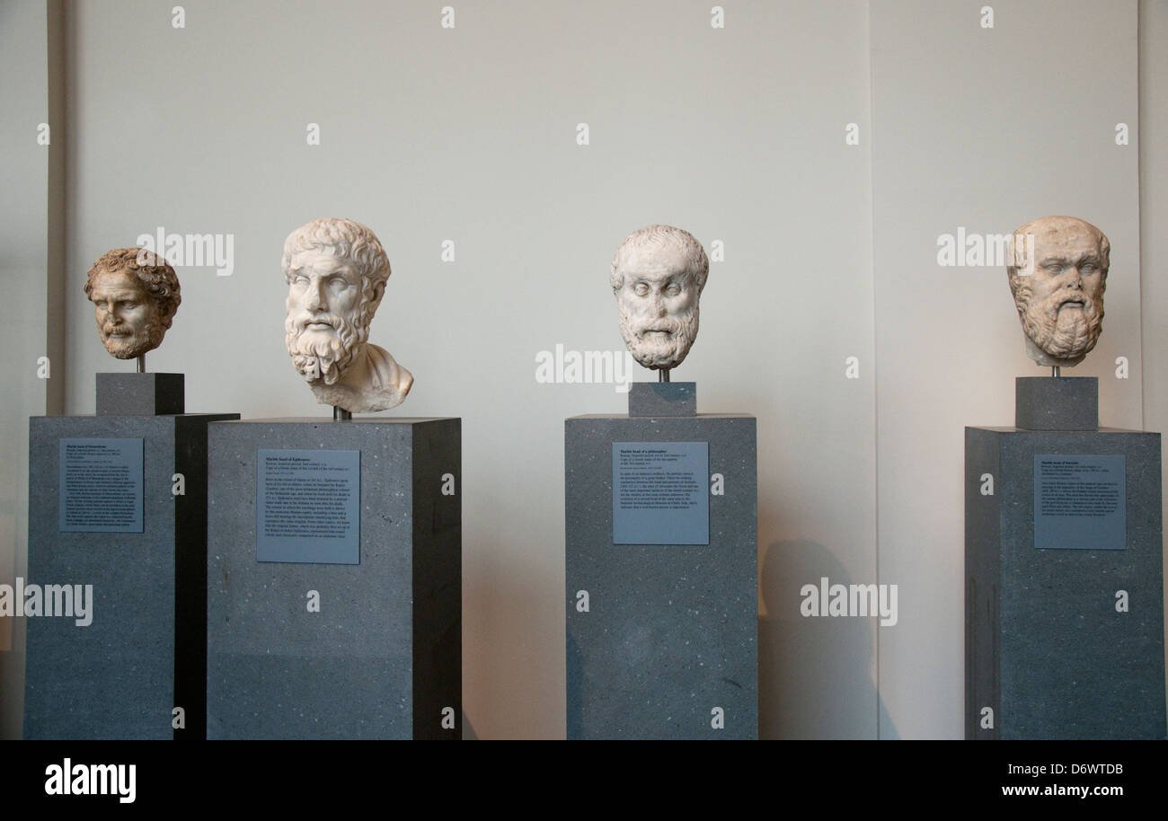 Stone busts in the Greek and Roman Art Gallery in the Metropolitan ...