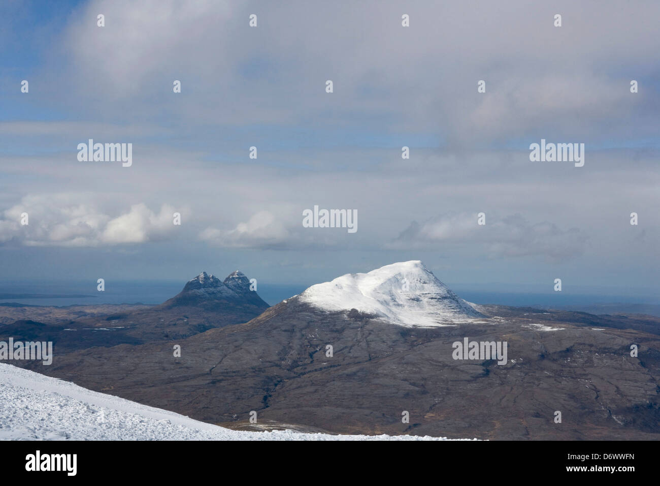 Canisp and Stac Pollaidh (Polly) seen from Breabag, Sutherland Scotland ...