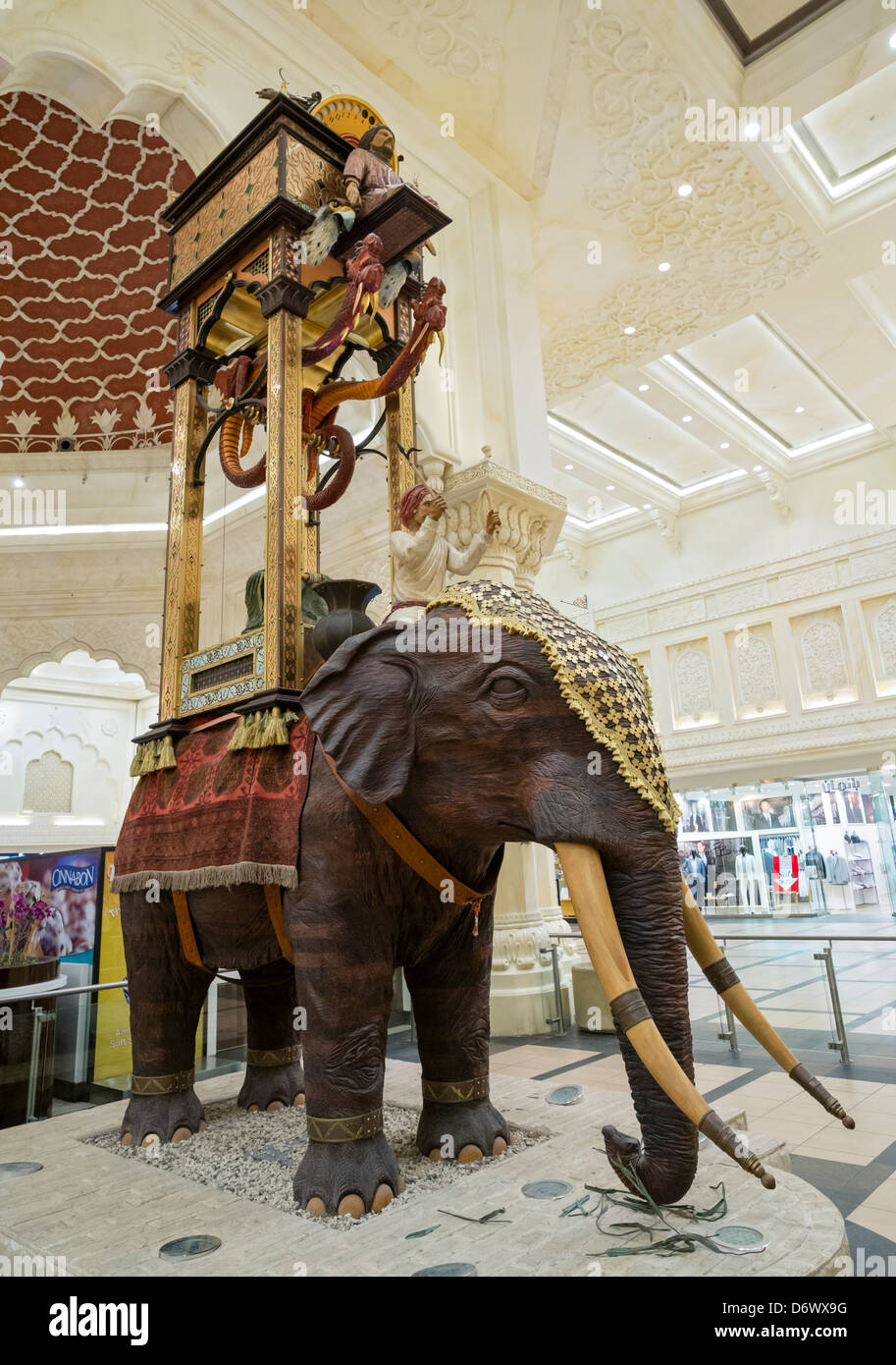 India court with elephant statue at Ibn Battuta shopping mall in Dubai ...