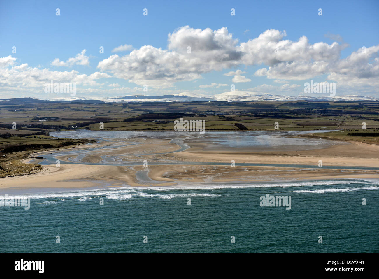 Aerial photograph of Bamburgh Dunes on the Northumberland coast Stock ...