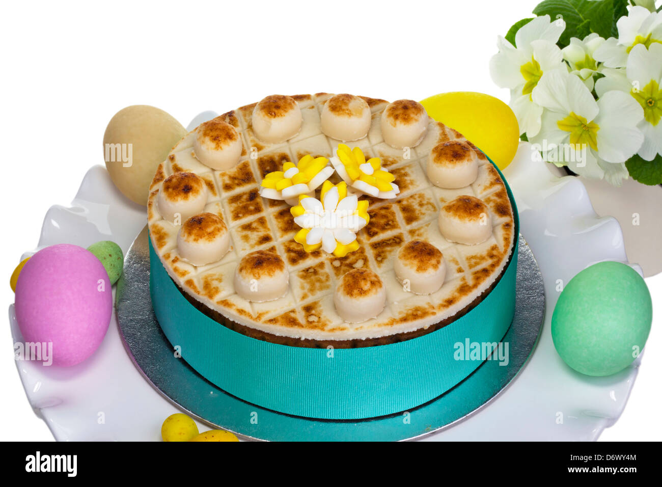 Traditional Simnel cake for Easter decorated with marzipan Stock Photo ...