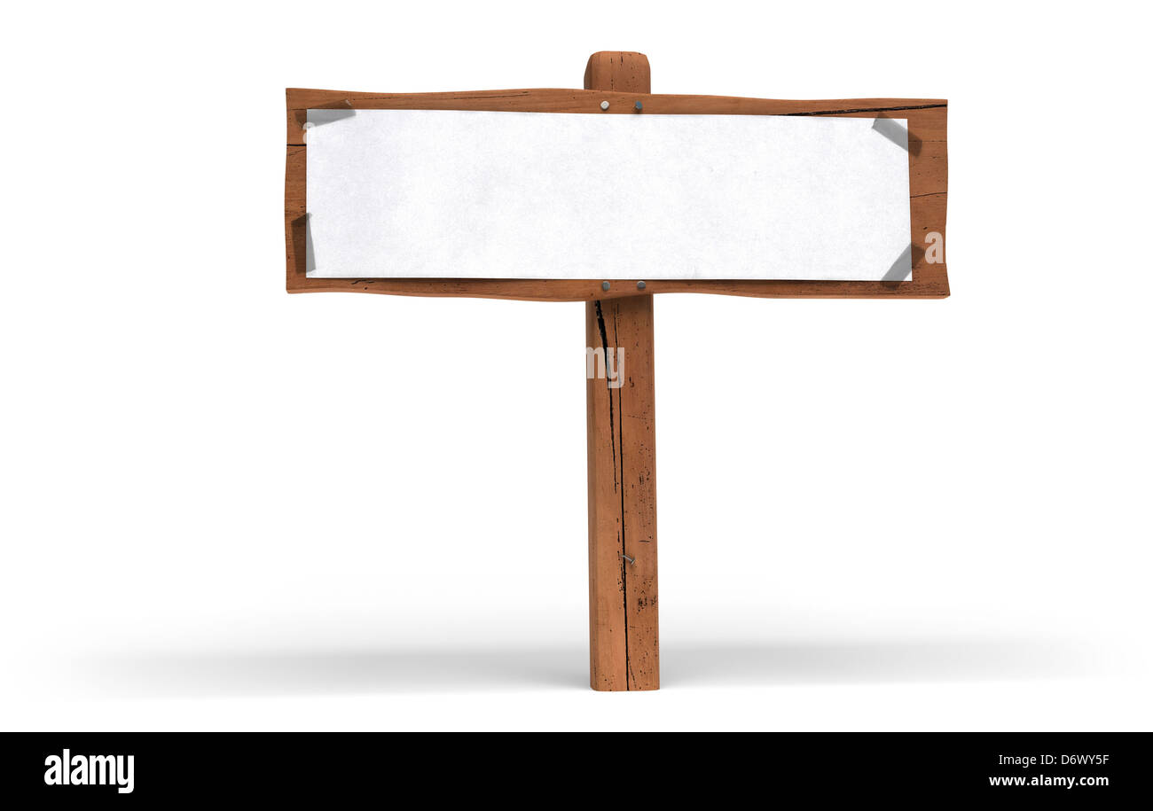wooden sign over white Stock Photo - Alamy