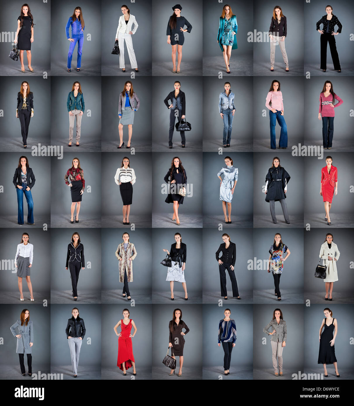 girls in different clothes, collection from 35 pieces Stock Photo - Alamy