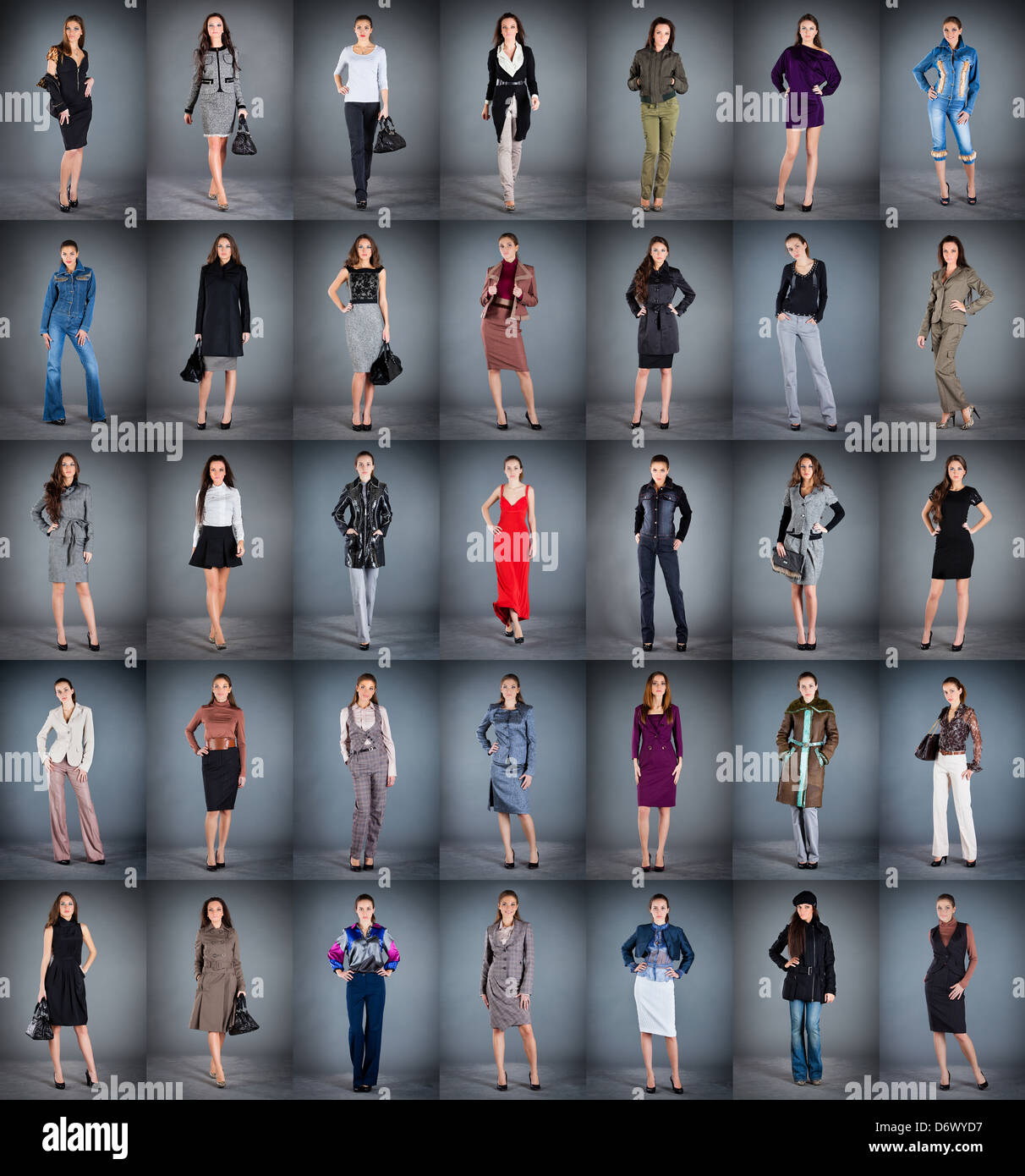 girls in different clothes, collection from 35 pieces Stock Photo - Alamy