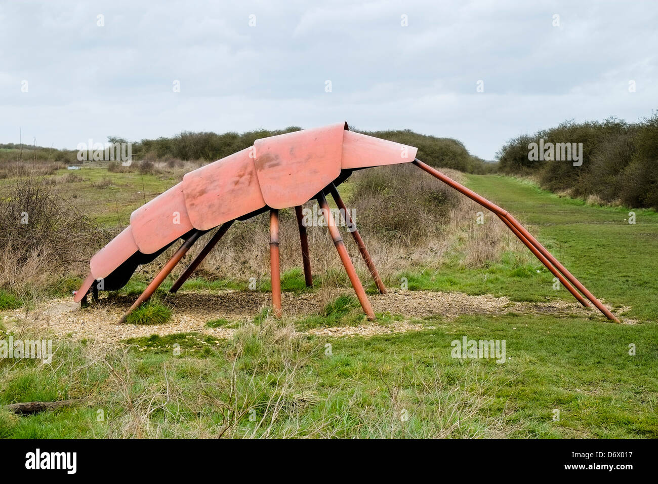 The metal sculpture 'Cockroach' in Wat Tyler Country Park in Essex in ...
