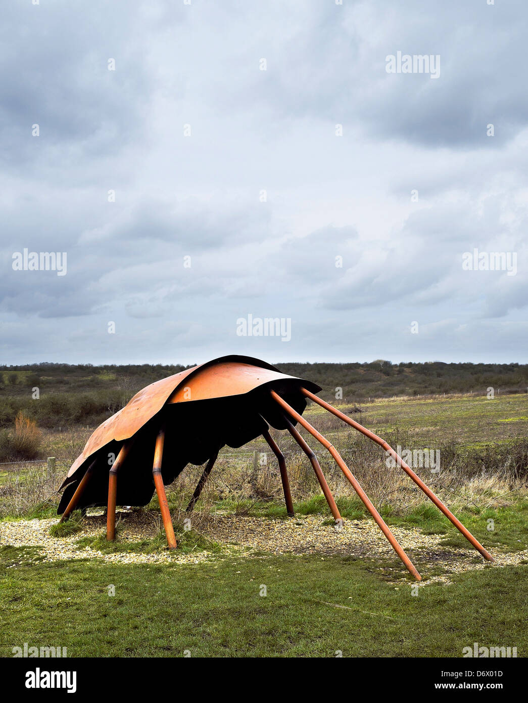 The metal sculpture 'Cockroach' at Wat Tyler Park in Essex Stock Photo ...