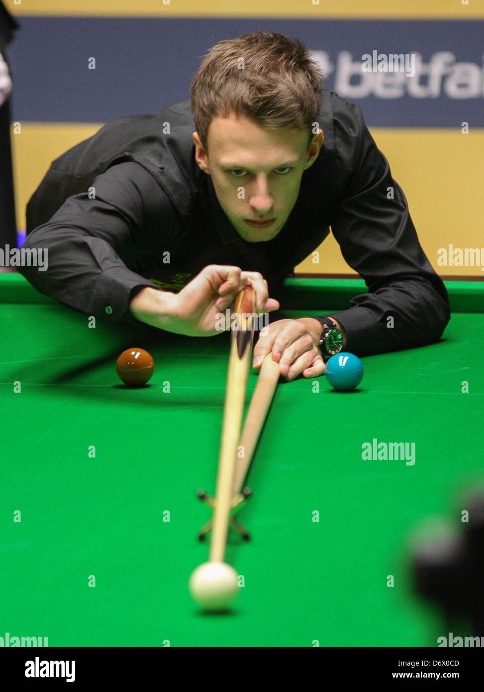 24.04.2013 Sheffield, England.Judd Trump in action against Dominic Dale ...