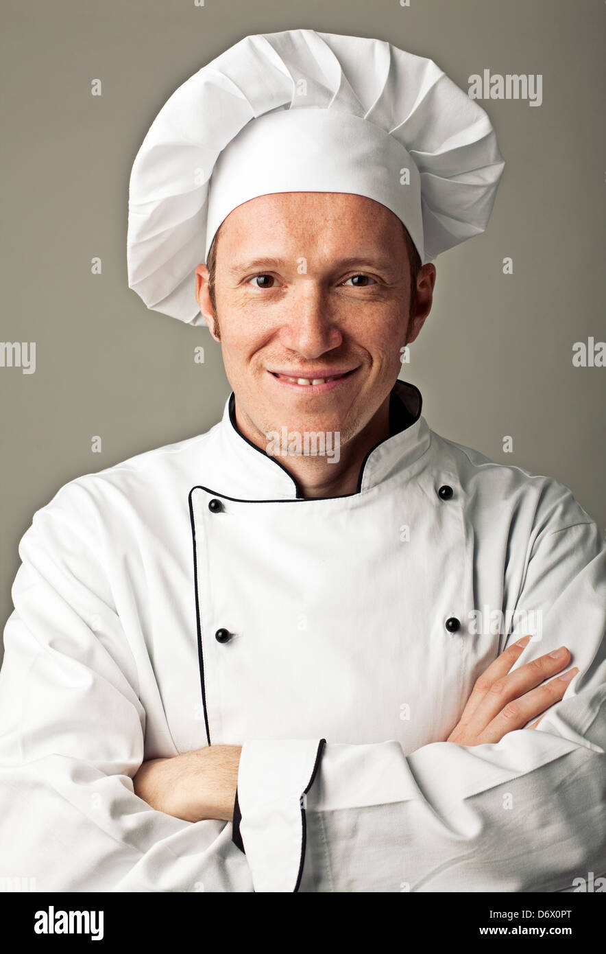 portrait of caucasian man with chef uniform Stock Photo - Alamy