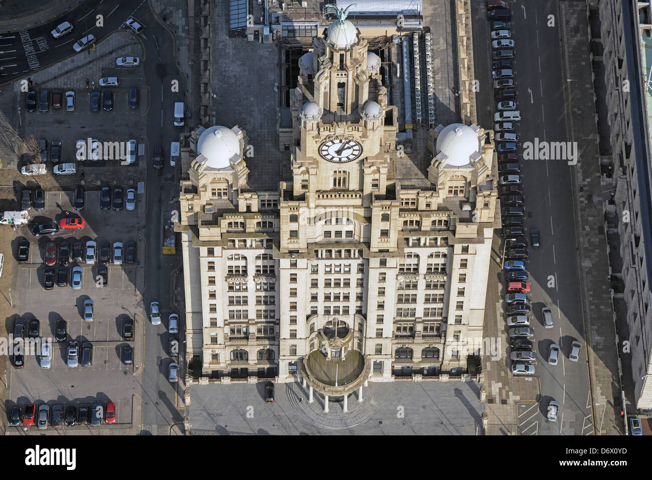 Close up aerial photograph showing detail of the Liver Building Stock ...