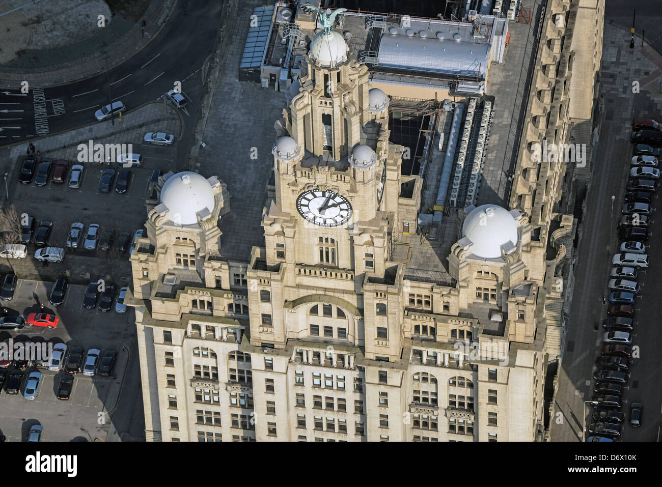 Close up aerial photograph showing detail of the Liver Building Stock ...