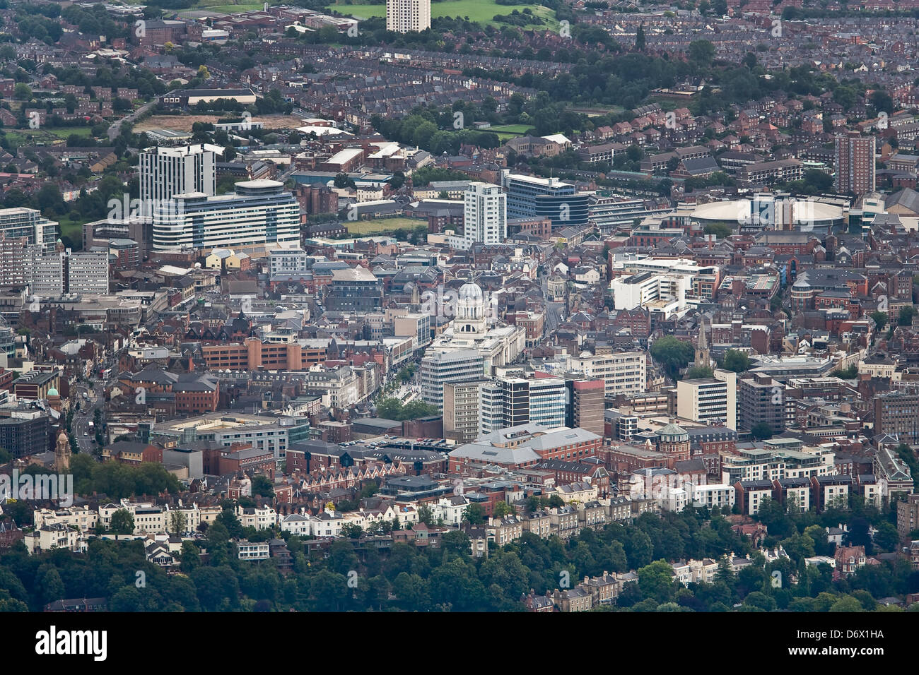 Aerial image of Nottingham city centre Stock Photo - Alamy
