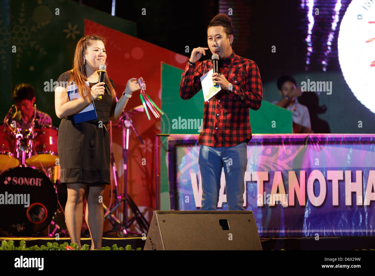 Thai pop show on stage for new year, the 31th December 2012, at the ...