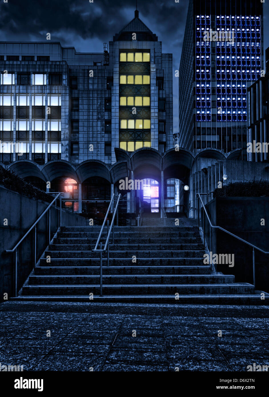 city buildings in london at night Stock Photo - Alamy