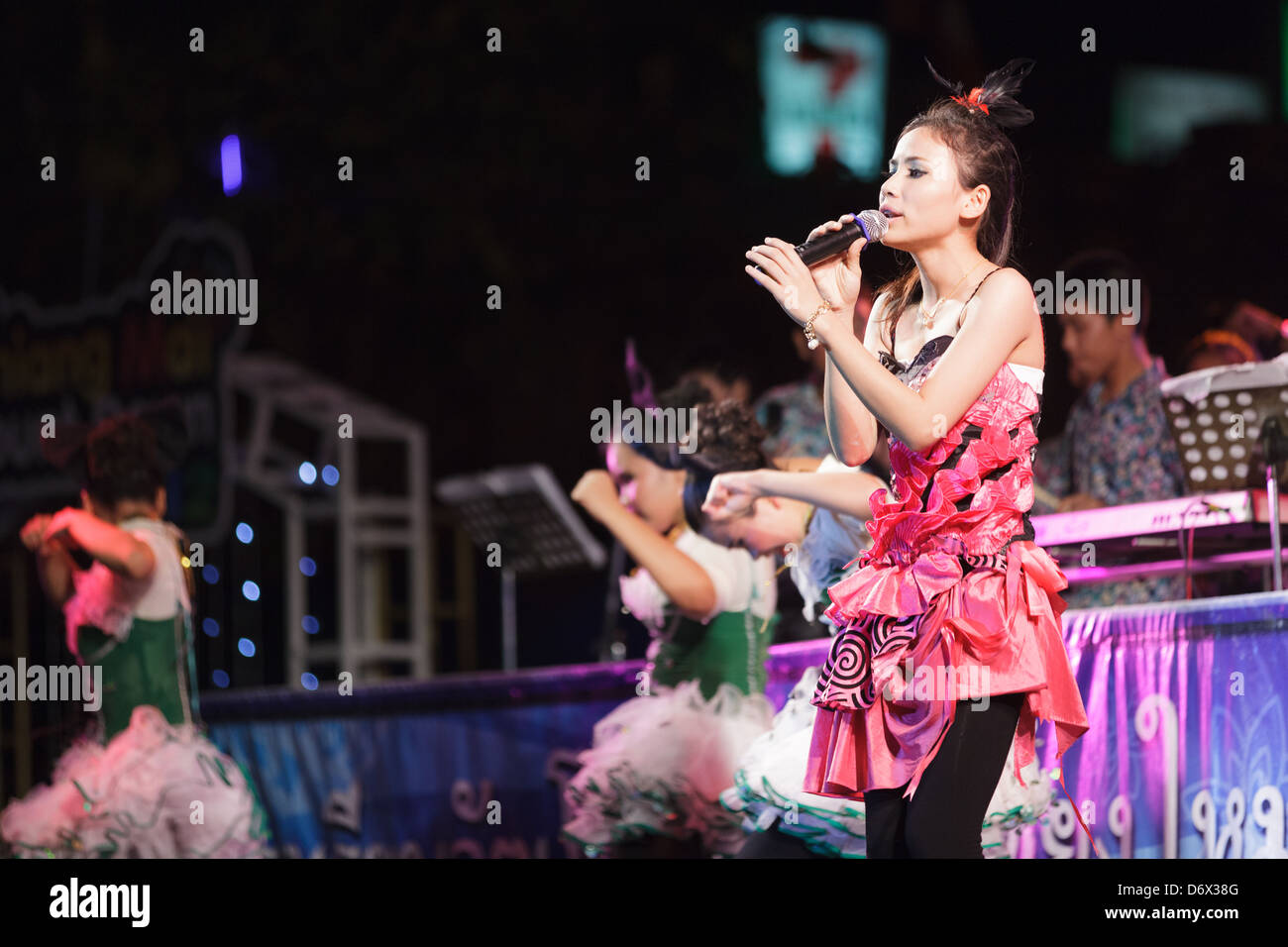 Thai pop show on stage for new year, the 31th December 2012, at the ...