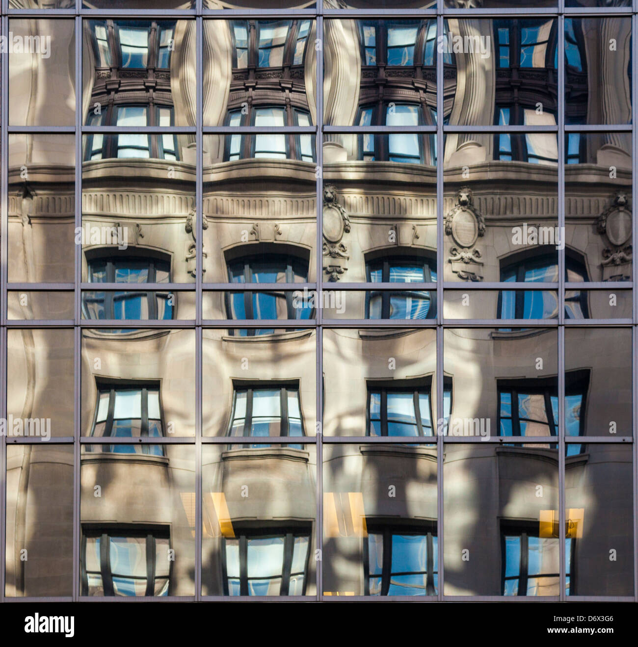 NEW YORK, MANHATTAN, WINDOWS REFLECTED IN WINDOWS Stock Photo - Alamy