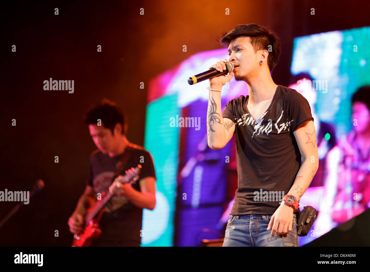 Thai pop show on stage for new year, the 31th December 2012, at the ...