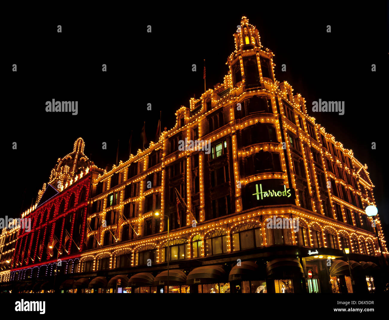 Harrods lights night hi-res stock photography and images - Alamy