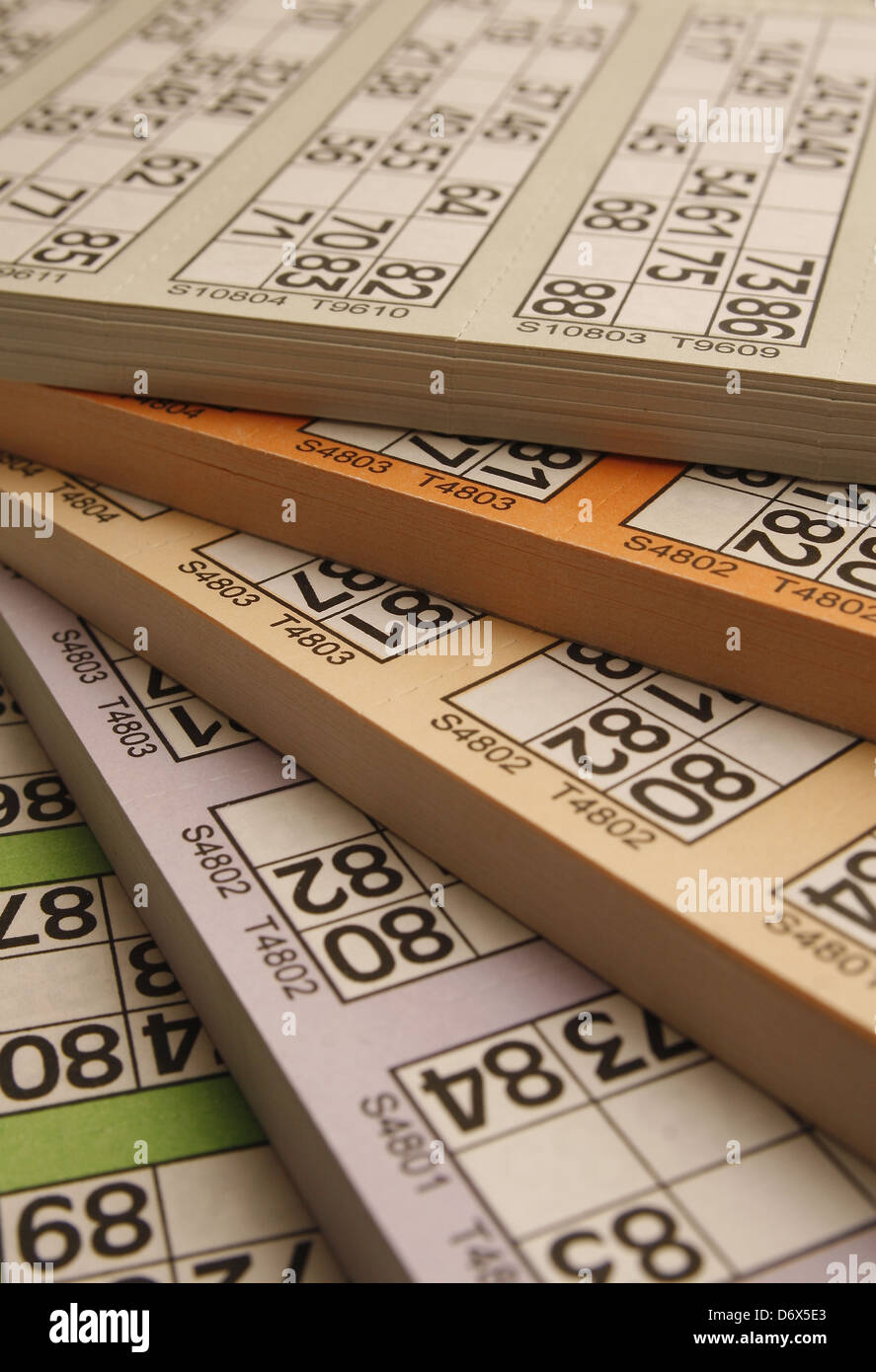 close up image of different coloured bingo cards Stock Photo - Alamy