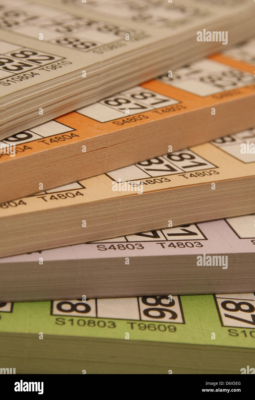 close up image of different coloured bingo cards Stock Photo - Alamy
