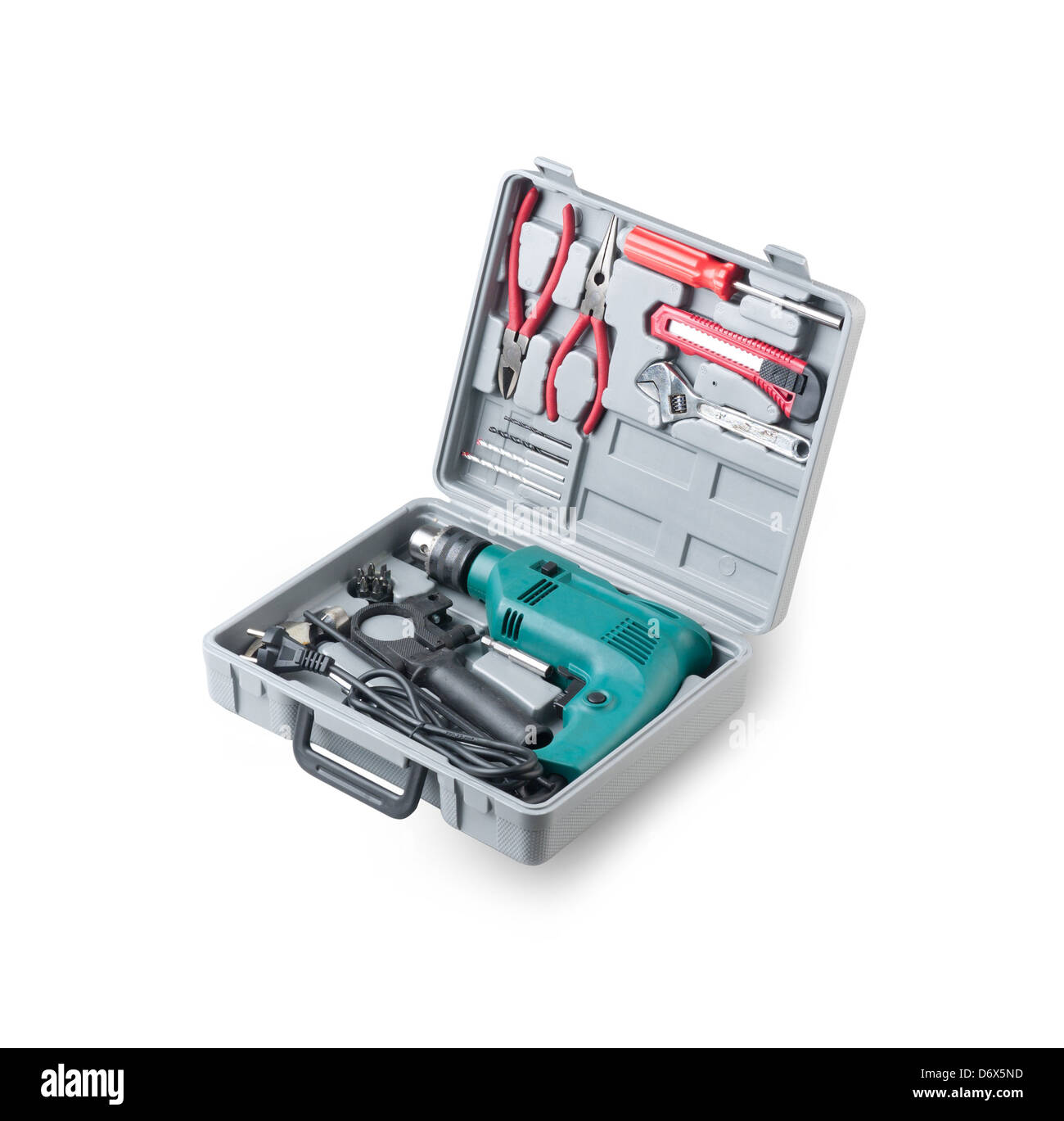 A box of drill and accessories Stock Photo - Alamy
