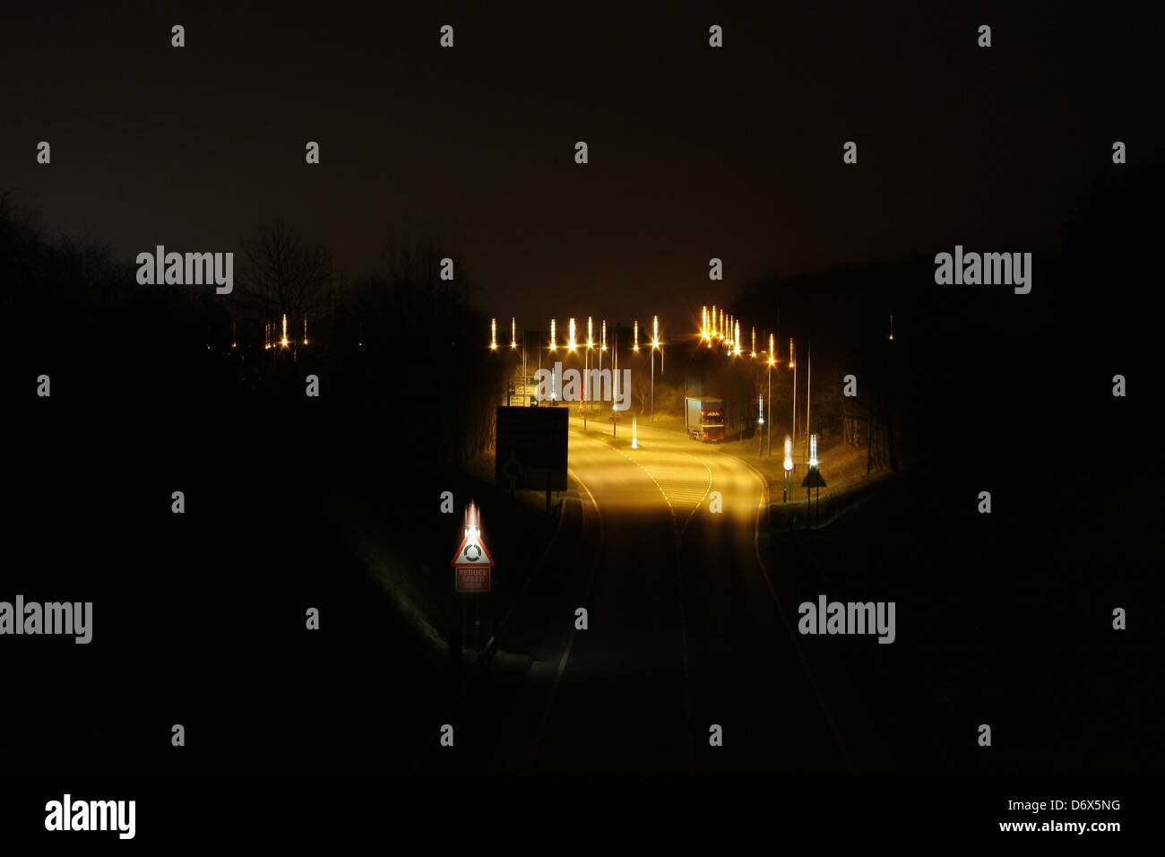 A57 road at night. Worksop, Notts, England, UK Stock Photo - Alamy