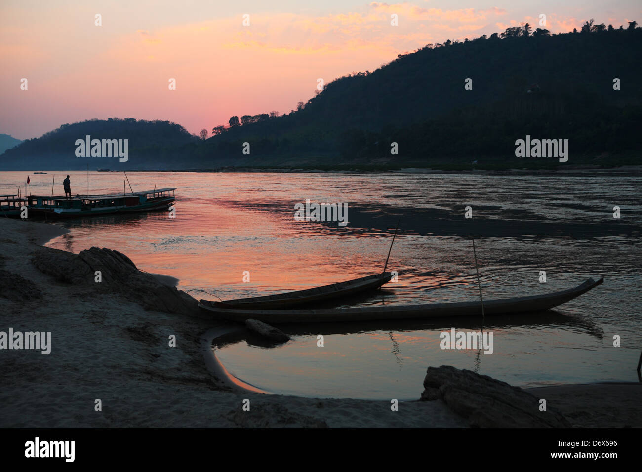 beautiful sunset laos mekong Stock Photo - Alamy