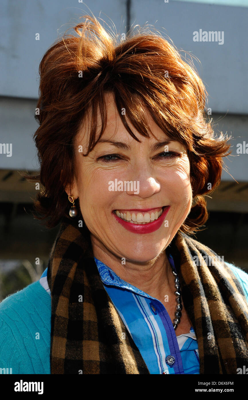 Kathy Lette International 'Women's Day' march on the Millennium Bridge ...