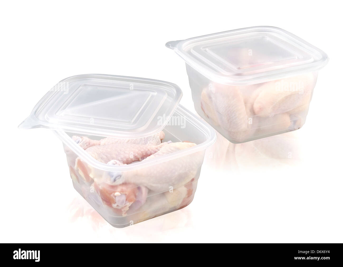 Plastic food storage box whit chicken isolated on white Stock Photo - Alamy