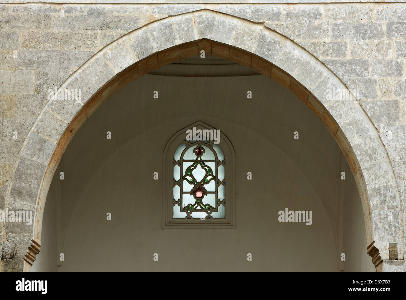Arch and window in traditional Ottoman building from 14 century AC ...