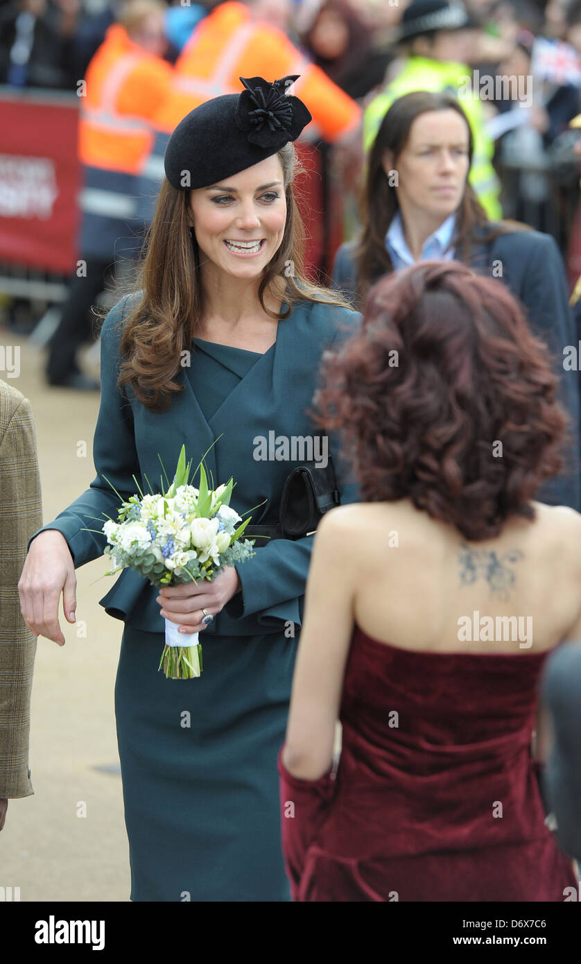 Catherine, Duchess of Cambridge, aka Kate Middleton greets members of ...