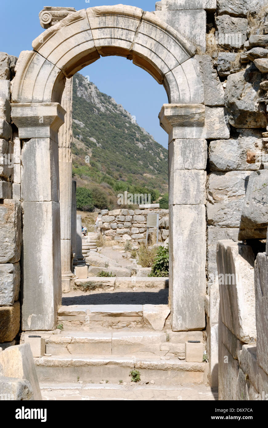 Turkey. Ephesus. View of a side entrance between the stage and ...